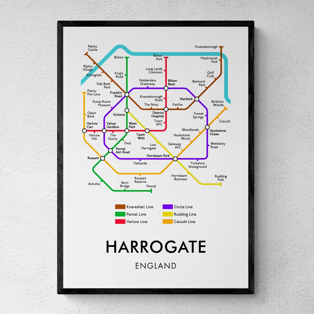 Harrogate Tube Map Print, Underground Street Map Wall Art Gifts - Etsy