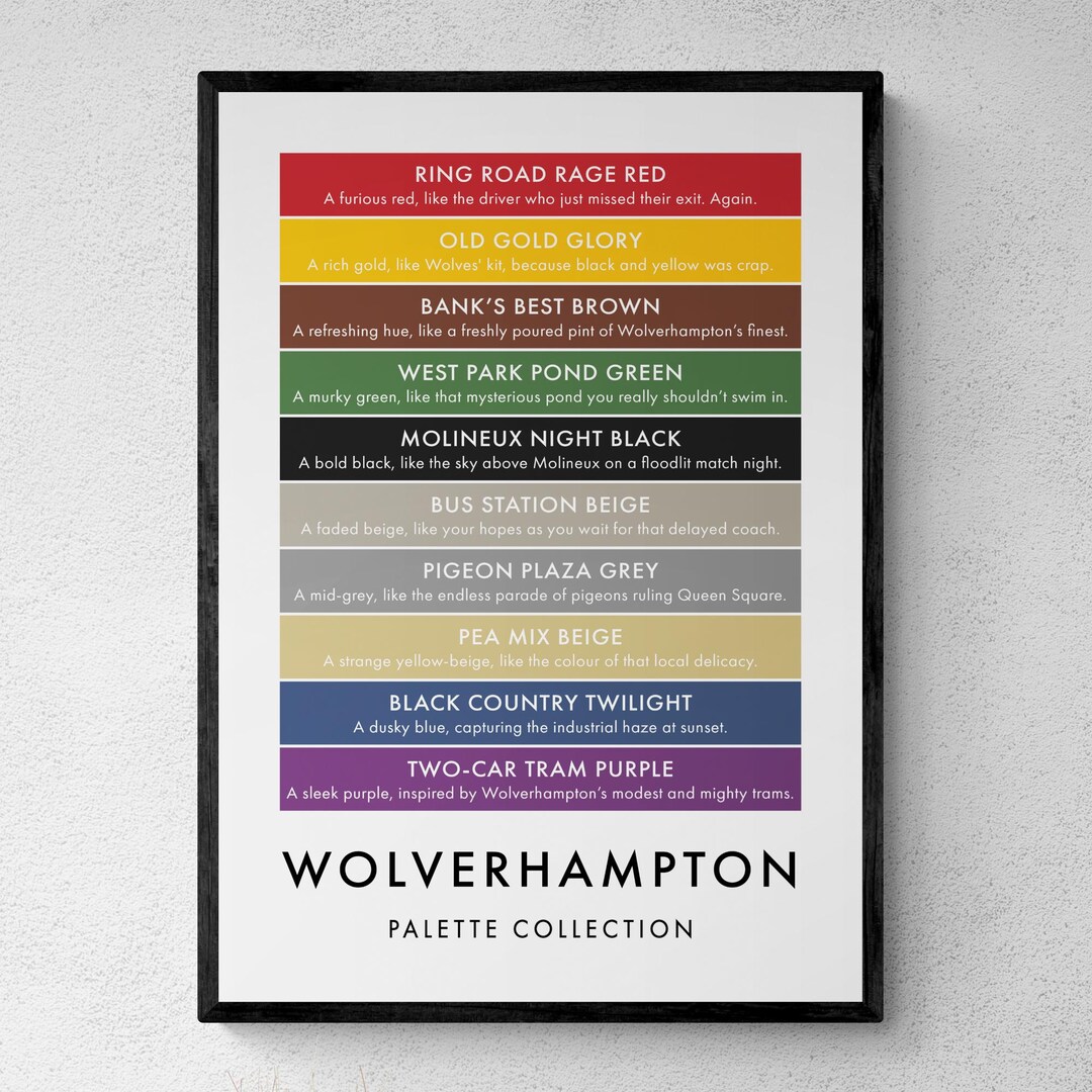 Wolverhampton Funny Colour Palette Print, Poster Wall Art | Printable ...