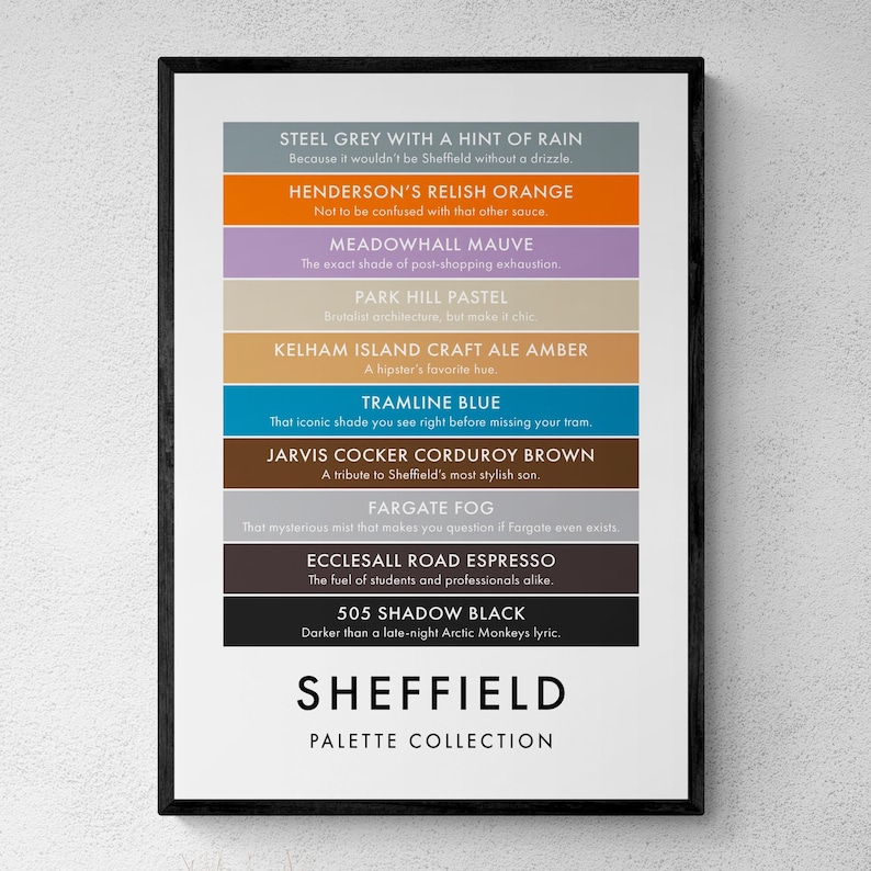 Sheffield Funny Colour Palette Print, Poster Wall Art - Etsy UK