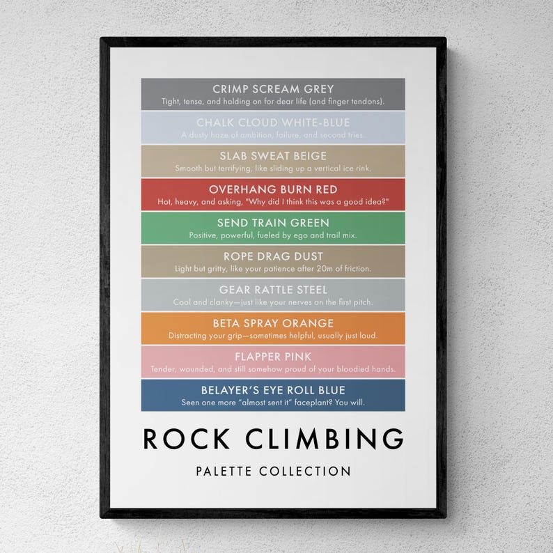 Rock Climbing Funny Colour Palette Print, Sports Gift, Poster Wall Art ...