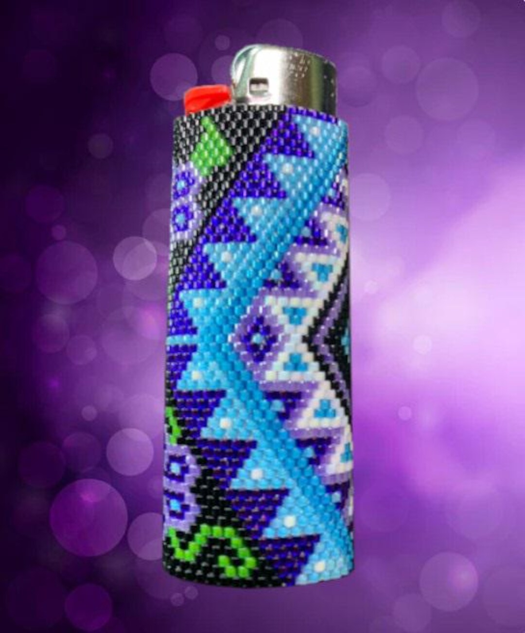 Peyote Stitch Lighter Pattern, Geometric Design and Flowers - Etsy