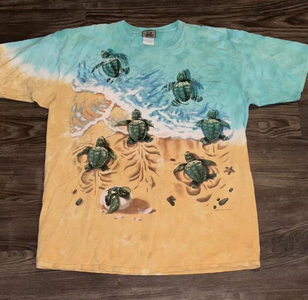 Vintage 90s Liquid Blue Turtles Tie-dye T-shirt XL 1996 Terrapin ...