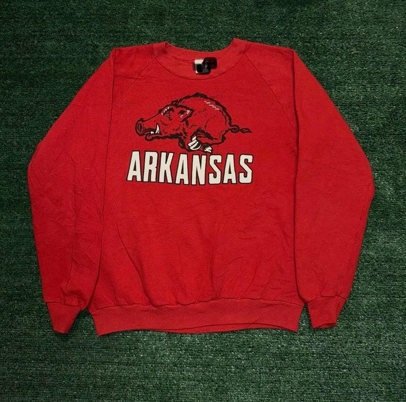 Arkansas Razorbacks Stencil Logo Crewneck Sweatshirt Vintage Hogs XL - Etsy