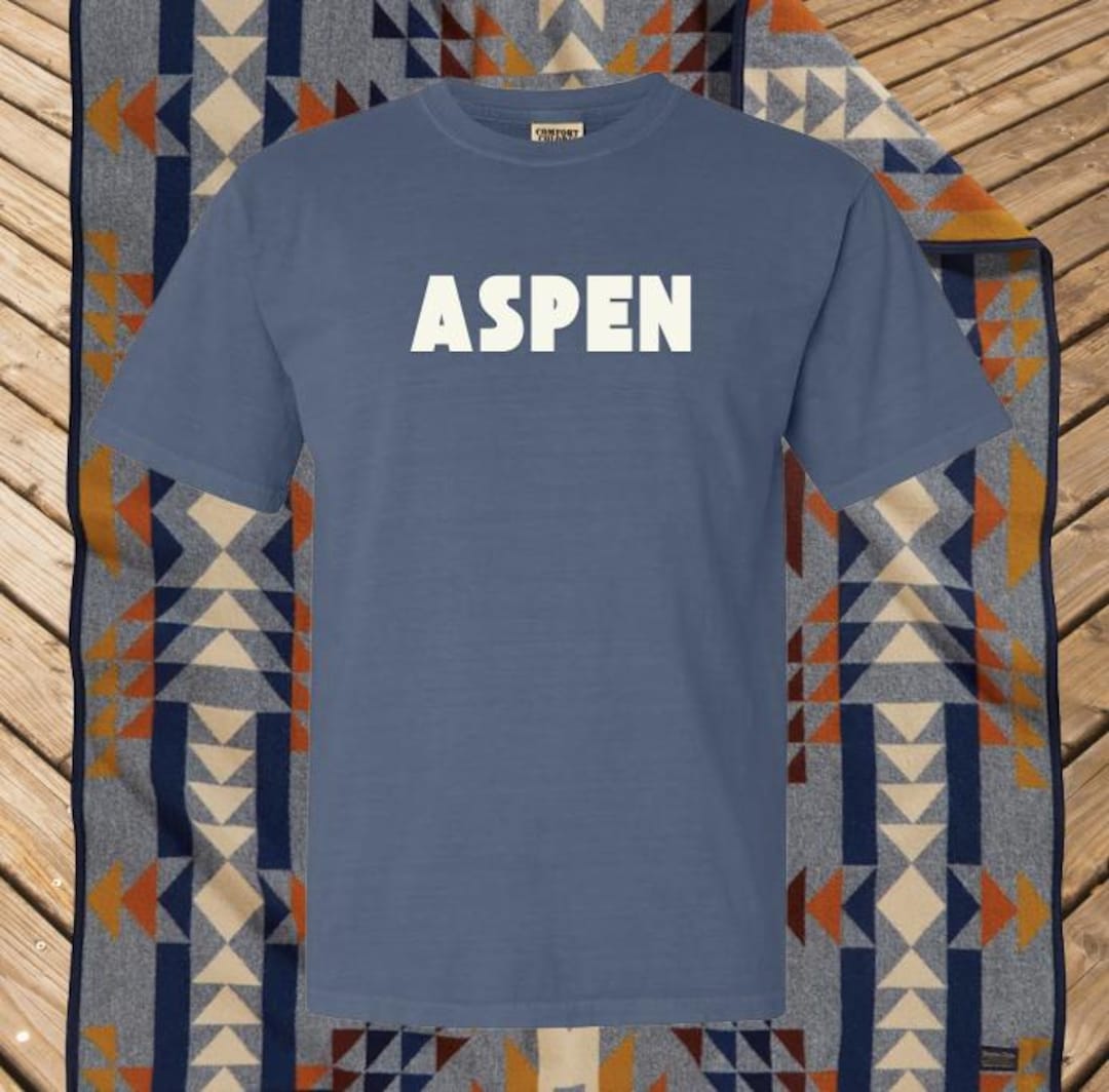 ASPEN Colorado Modern Logo Custom Simple Skiing T-shirt Heavyweight ...