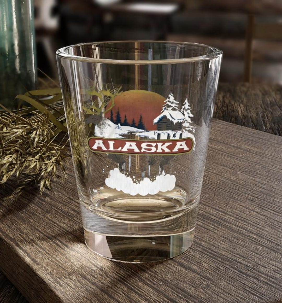 Vintage Alaska Moose Holiday Shot Glass for Beer/ Booze 1.5oz Drinking ...