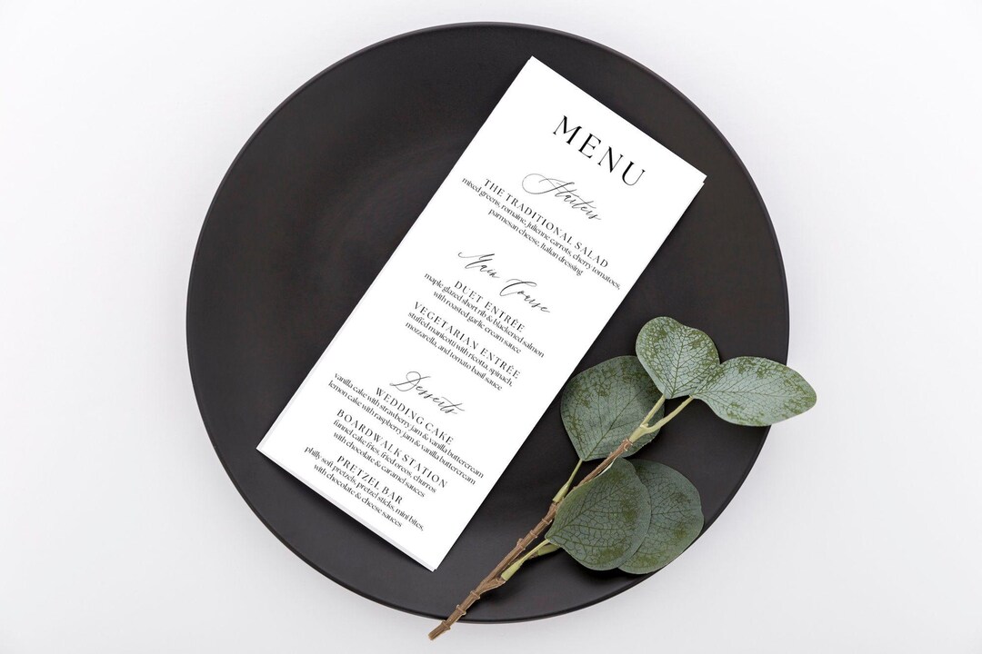 Elegant Editable Wedding Menu Template | Printable Dinner Menu for ...