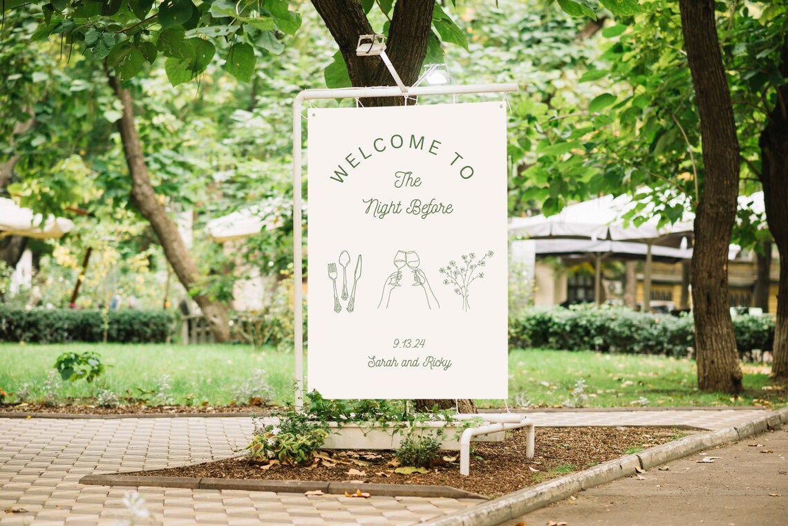 Editable Rehearsal Dinner Welcome Sign Template | Night Before Wedding ...