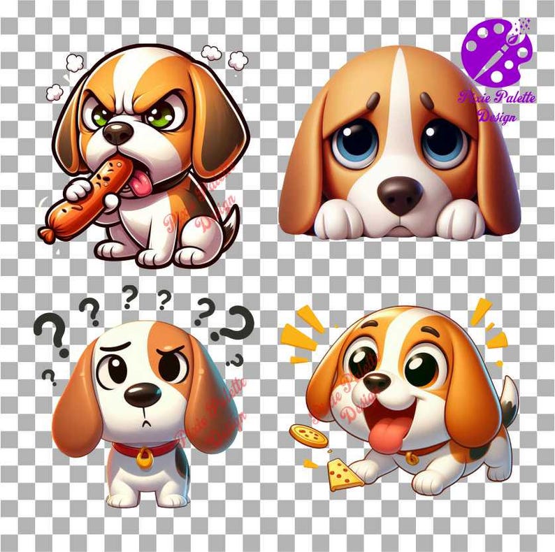 Beagle Dogs PNG Pack, Dog Family Clipart, Digital Download for Planner ...