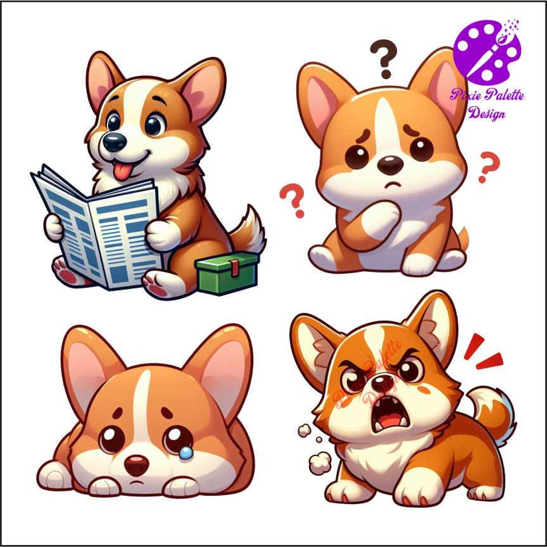 Cute Corgi PNG Bundle , 4 Adorable Pembroke Welsh Corgi Designs , Royal ...