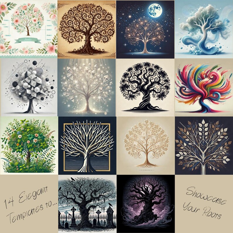 14 Custom Family Tree Print – Digital Genealogy Chart – Instant ...