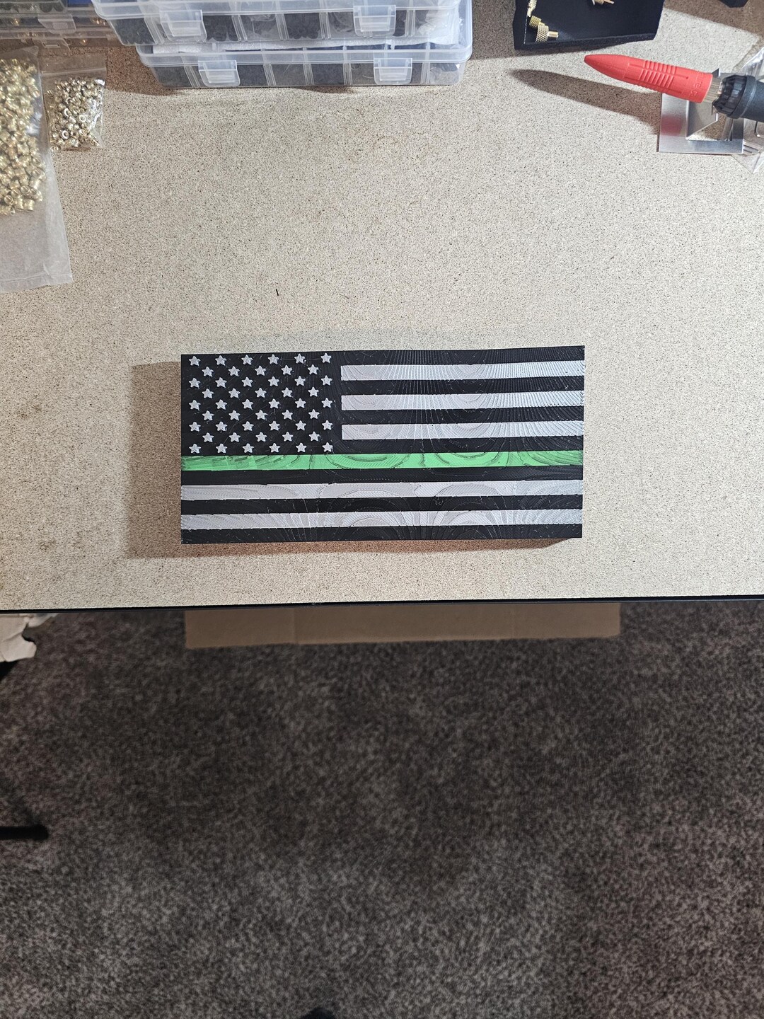 Wavy Thin Green Line American Flag - Etsy
