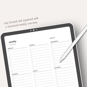 Weekly To-do List Printable Task Organizer Goal Tracker Productivity ...