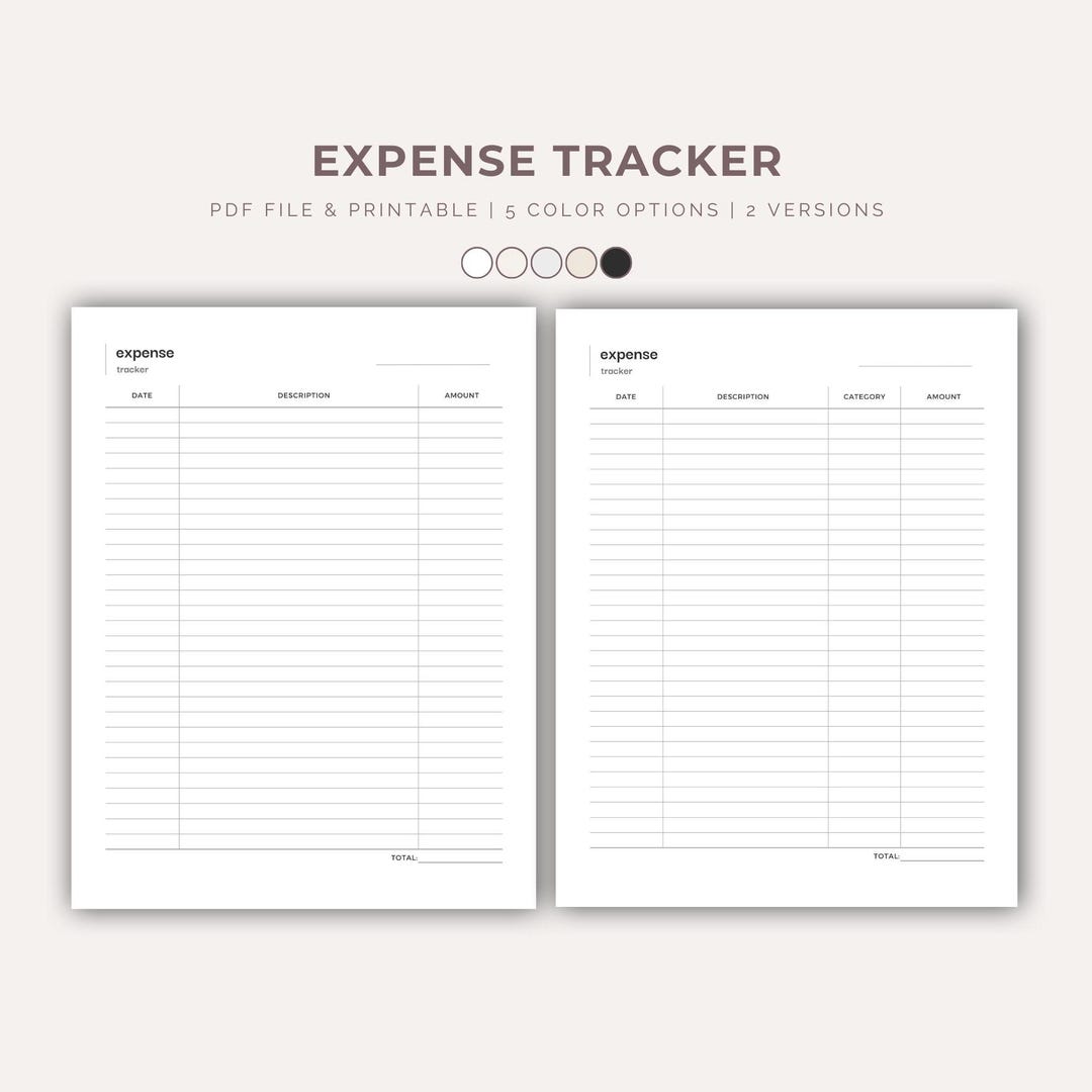 Expense Tracker Sheet Printable PDF Template Digital Expense Tracker ...