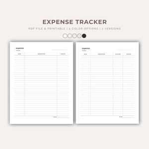 Expense Tracker Sheet Printable PDF Template Digital Expense Tracker ...
