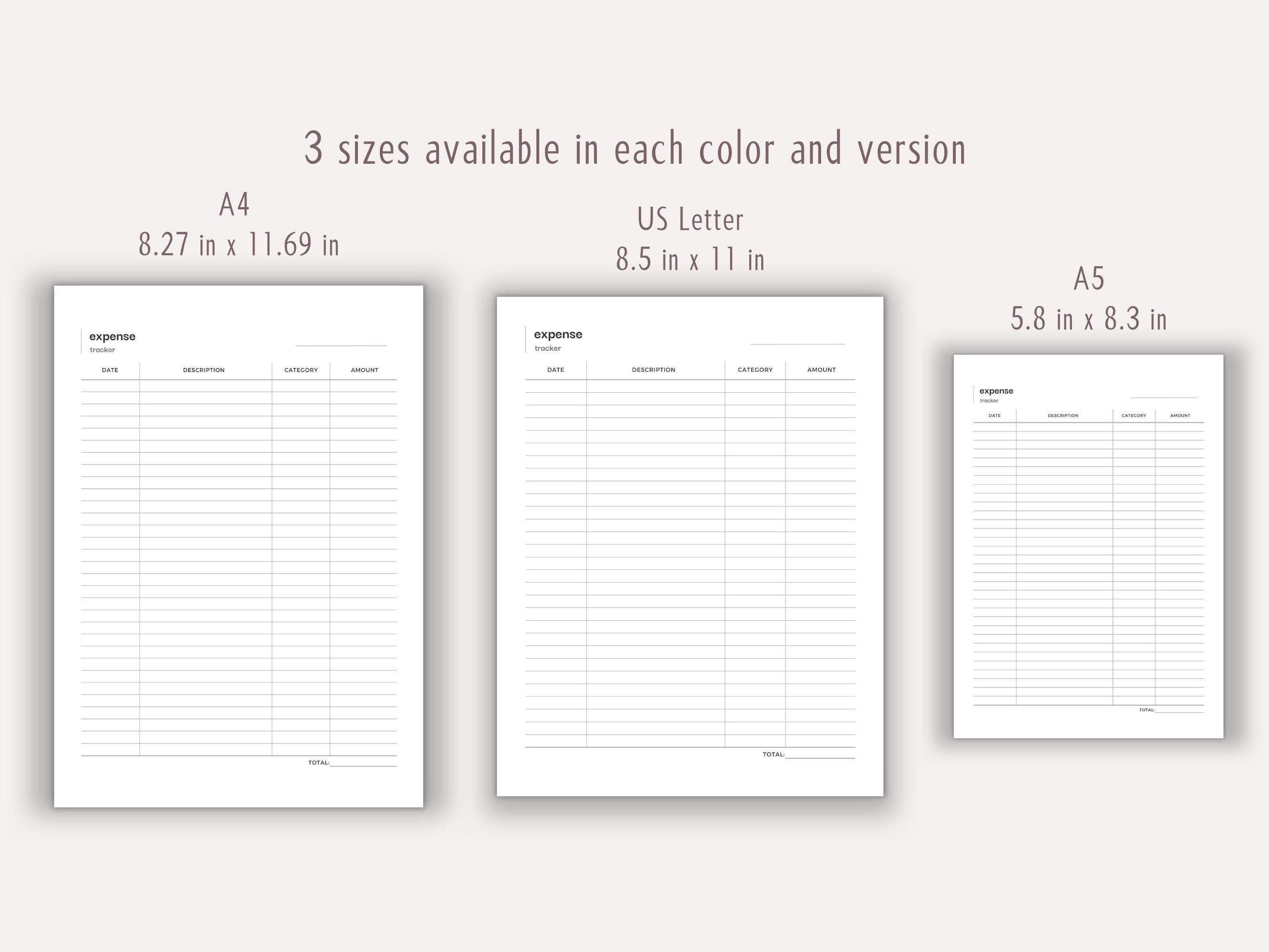 Expense Tracker Sheet Printable PDF Template Digital Expense Tracker ...