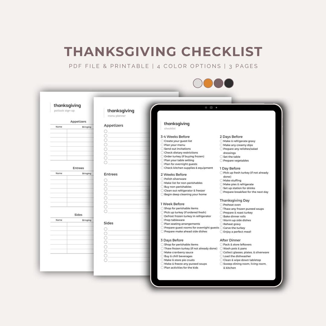 Thanksgiving Checklist Printable Planner Essential for Organizing ...