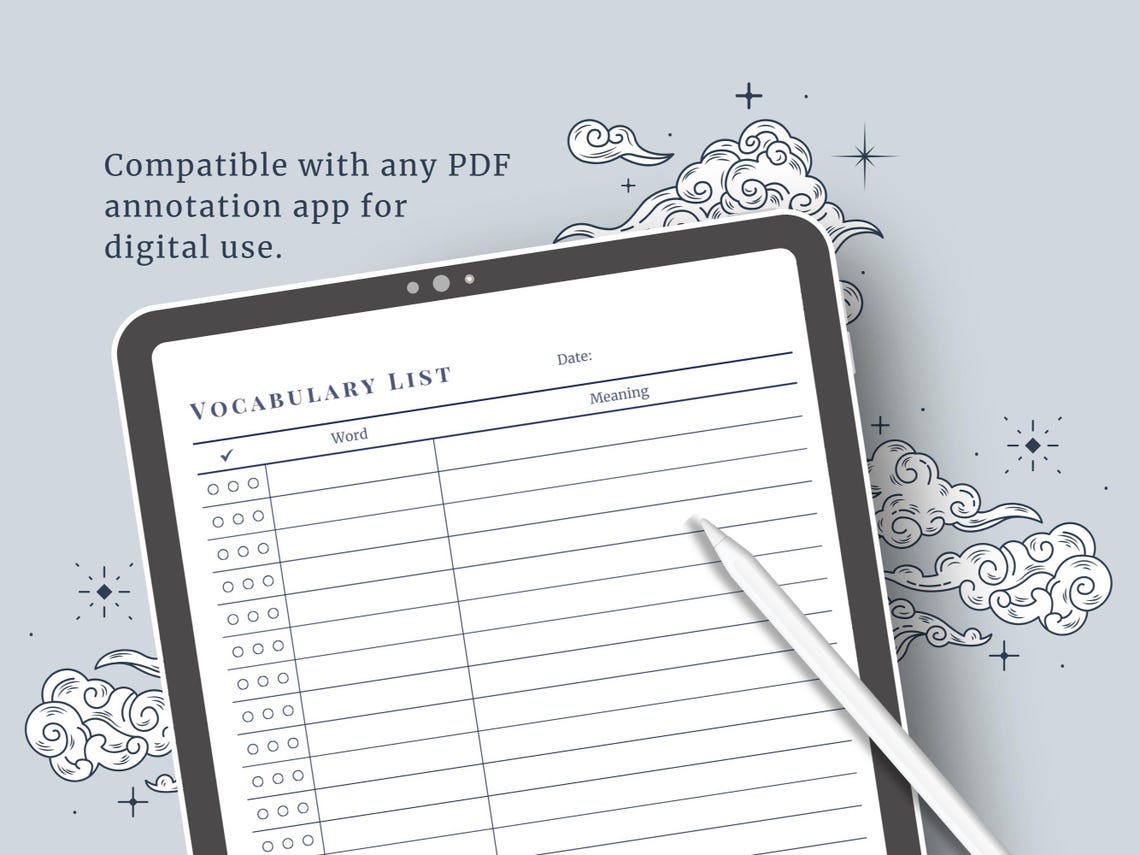 Vocabulary Workbook Printable Language Builder Term List Study Aid ...