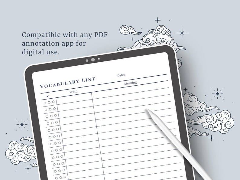 Vocabulary Workbook Printable Language Builder Term List Study Aid ...