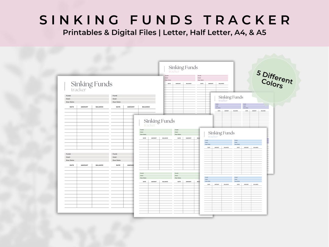 Sinking Funds Tracker Printable, Digital Download, Printable Savings ...