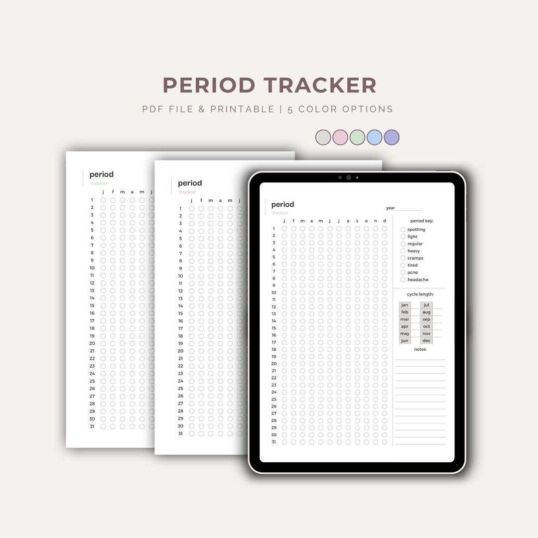 Menstrual Calendar Printable Monthly Cycle Log Womens Health Tracker ...