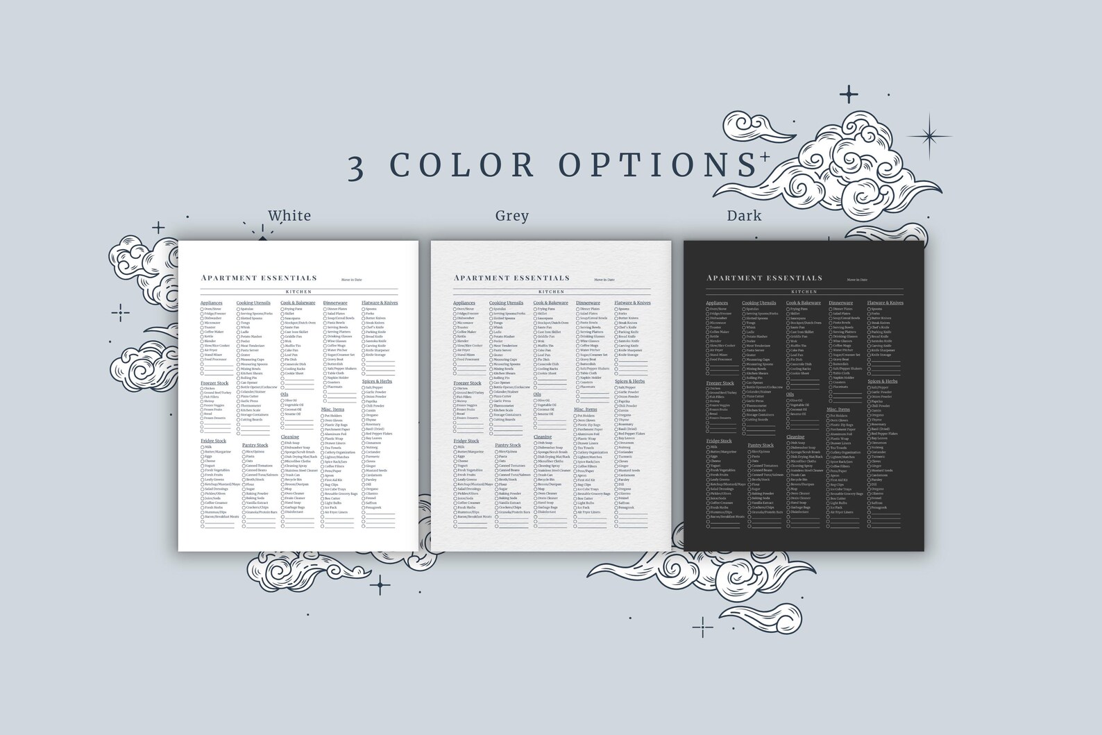 New Home Essentials Printable Moving Checklist First Apartment Must ...
