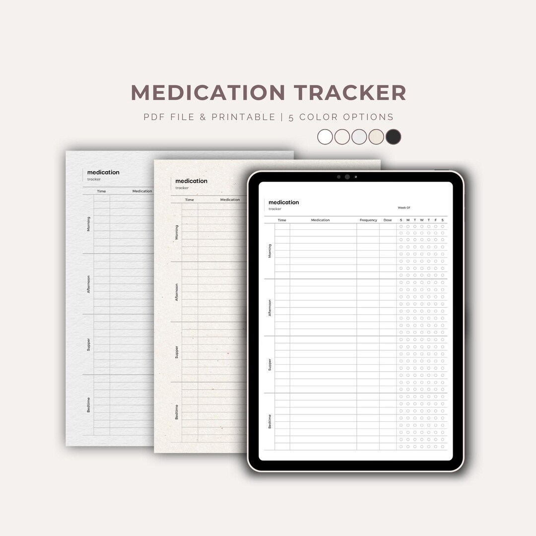 Medication Tracker Printable Health Organizer Daily Pill Log Medical ...