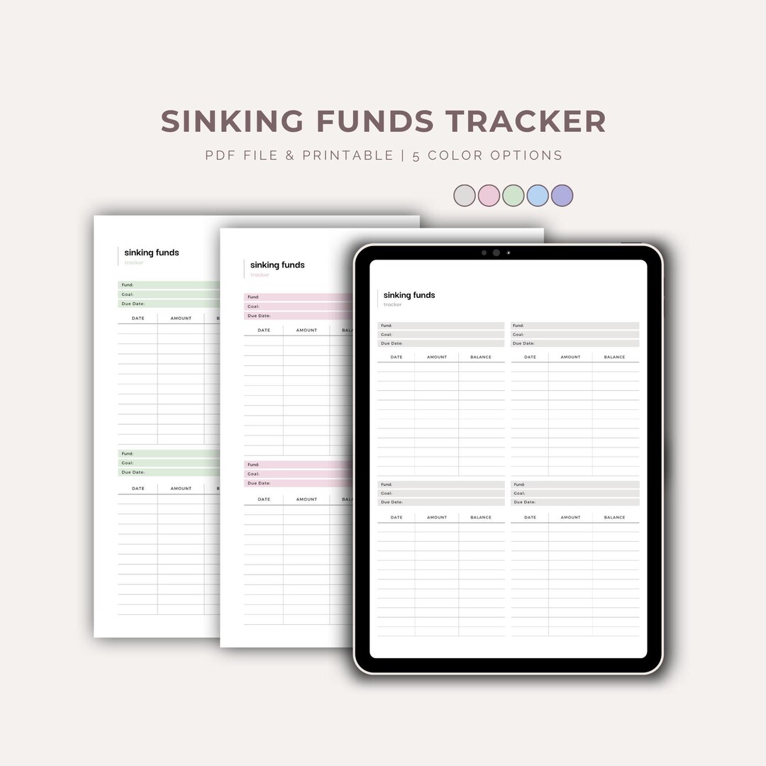 Sinking Funds Tracker Printable Budgeting Tool for Financial Planning ...