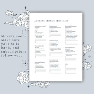 Address Change Checklist Update Planner Moving Organization Home Change ...