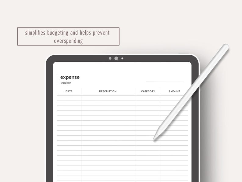 Expense Tracker Sheet Printable PDF Template Digital Expense Tracker ...