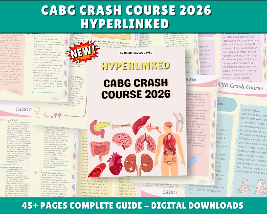 CABG Crash Course, Guide & Quiz, ICU Study Guide, Hyperlinked 2026 ...