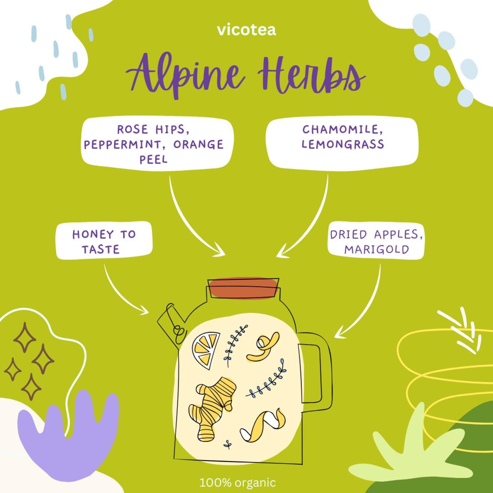 Alpine Herbs - Herbal Blend - Organic Tea - Pure Calm in a Cup - Fast ...