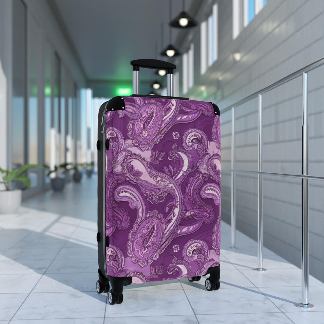 Suitcases, Purple Paisley Pattern Design, Travel Luggage, Holiday Gift ...