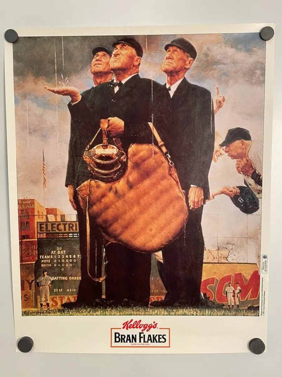 Norman Rockwell Art Poster for Kellogg's Bran Flakes 1991 (rain Delay ...