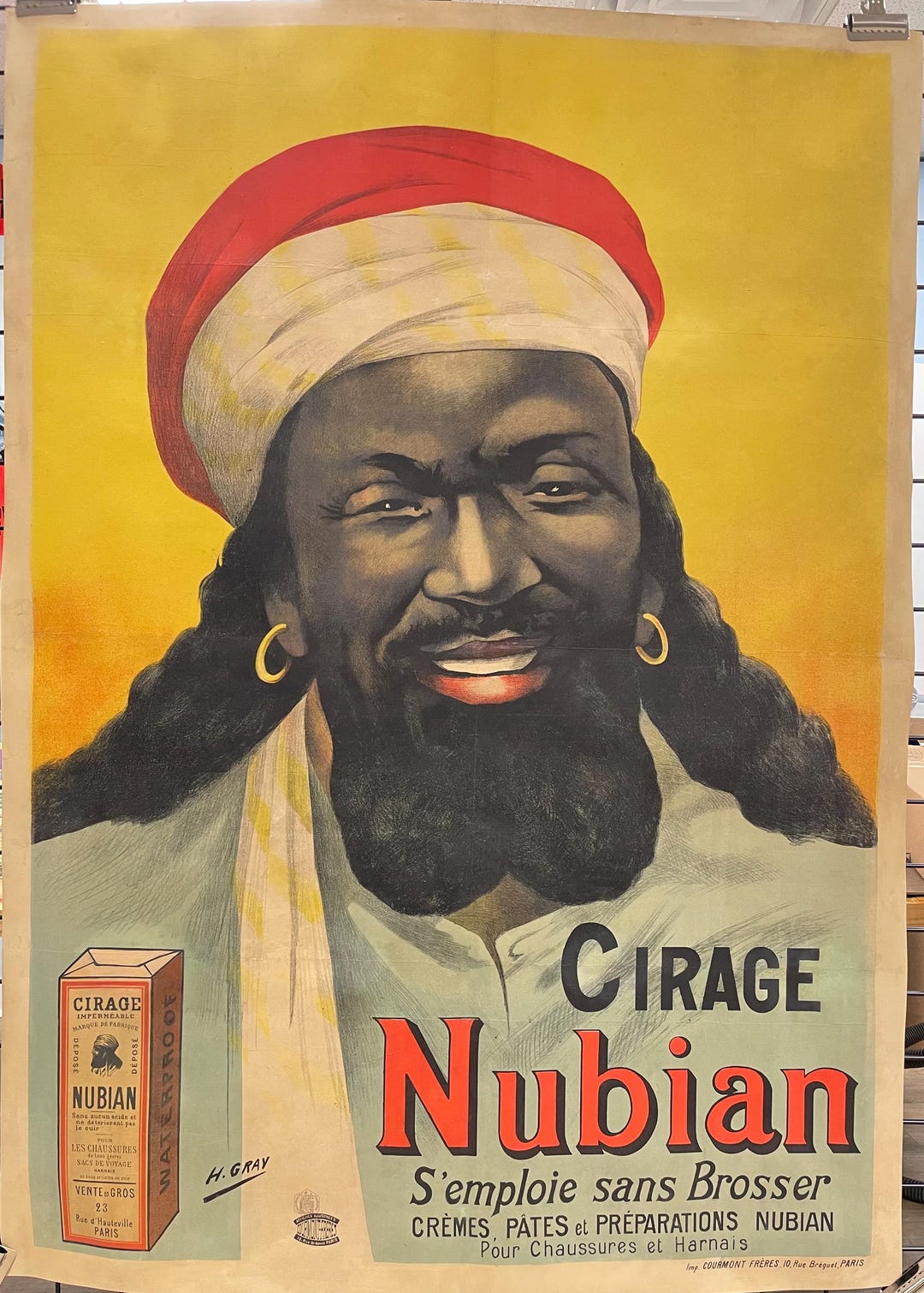 Rare and Magnificent Antique Lithographic Poster, Cirage Nubian, C.1900 ...