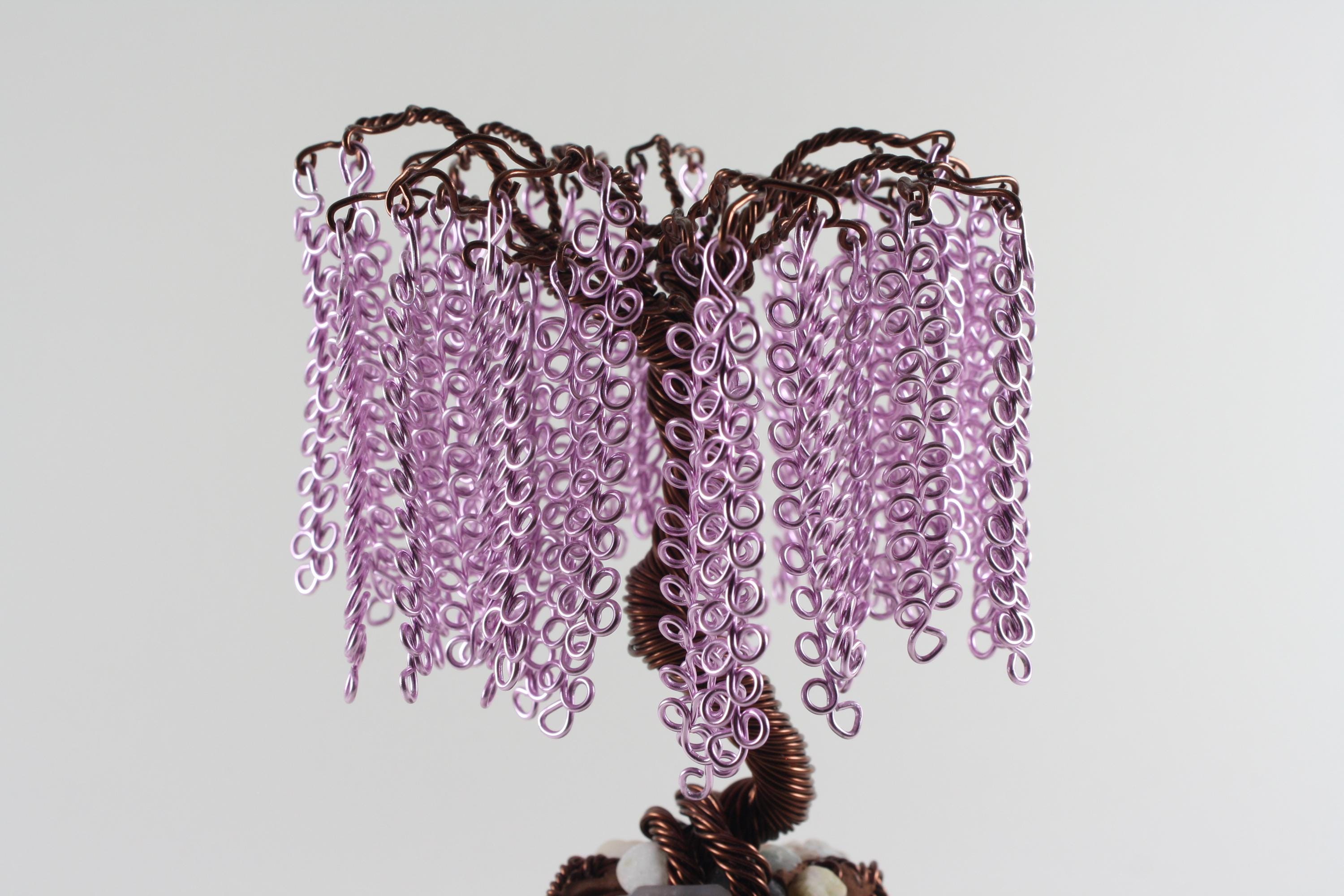 Pink Weeping Willow Wire Bonsai Tree Sculpture, Handmade Tree of Life ...