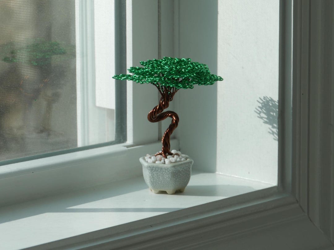 Miniature Green Handmade Wire Bonsai Tree Sculpture of Aluminum Wire - Etsy