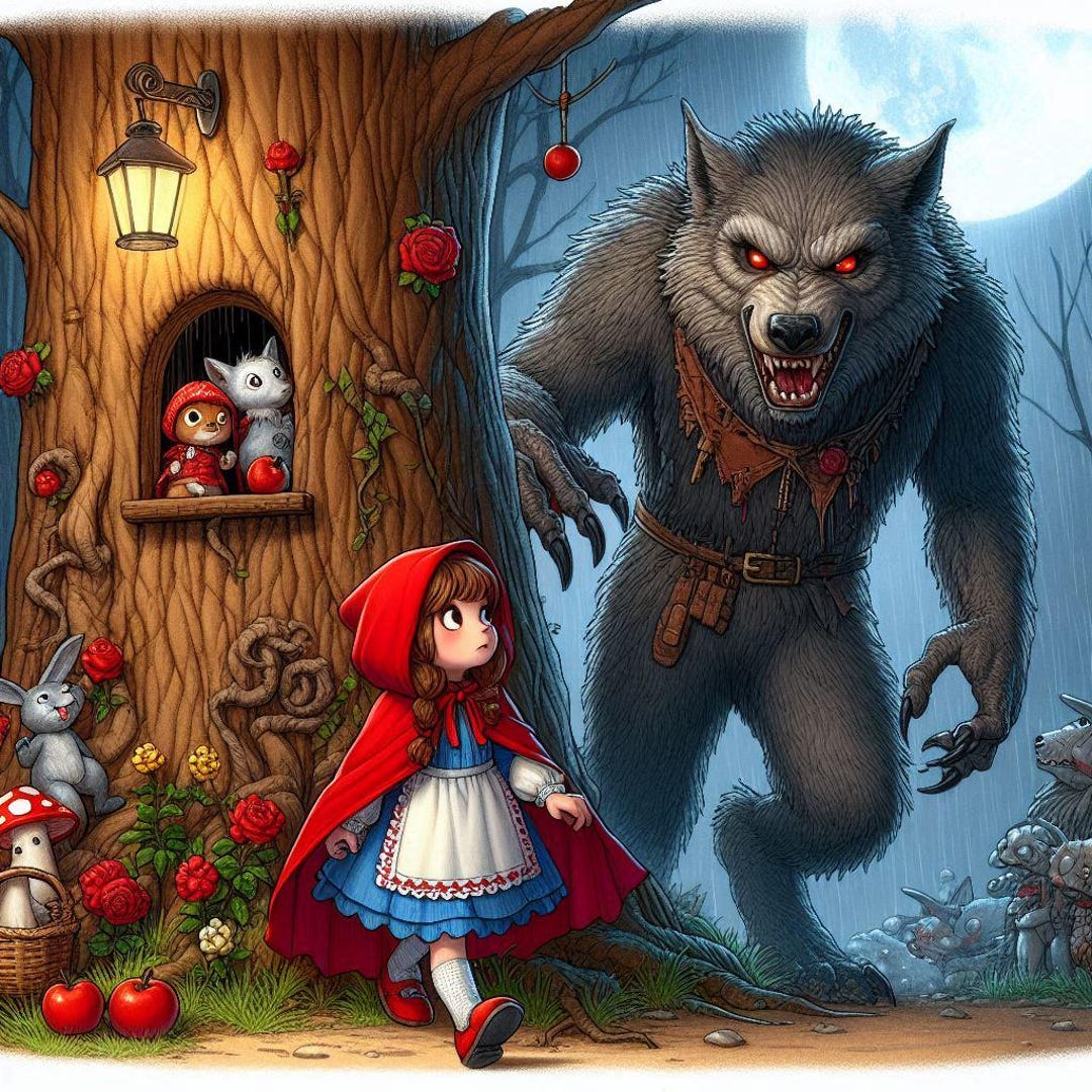 Wolf Following Little Red Riding Hood - Etsy