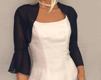 Chiffon Bolero Navy Blue Bolero Bridesmaid Shrug Bolero | Etsy