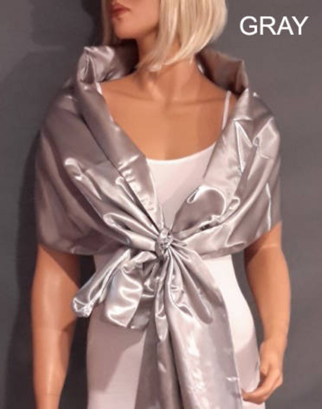 Satin Pull Thru Wrap Wedding Shawl Scarf Cover up Long Bridesmaid Shrug ...