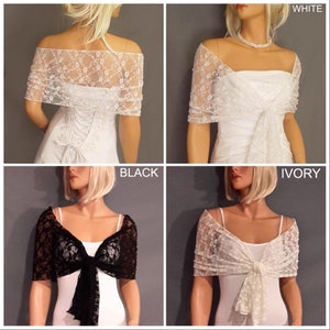 Lace Pull Thru Bridal Wrap Wedding Shawl Scarf Cover up Long Sheer Prom ...