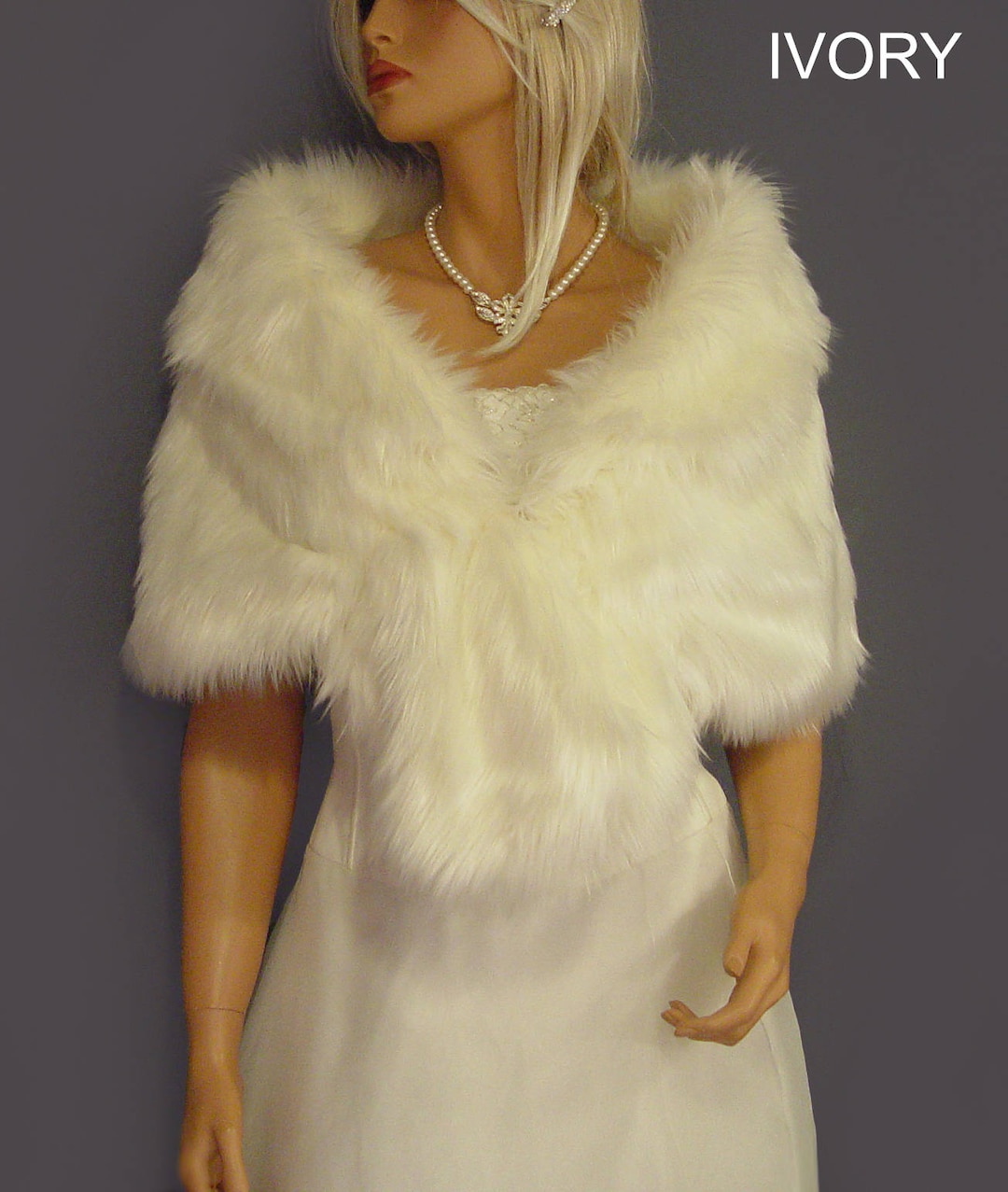Faux Fur Shrug Wedding Wrap in Angora Bridal Stole Vintage Shrug ...