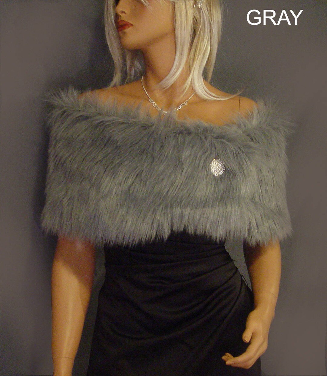 Faux Fur Shrug Stole Bridal Wrap in Angora Wedding Bridesmaid Cover up ...