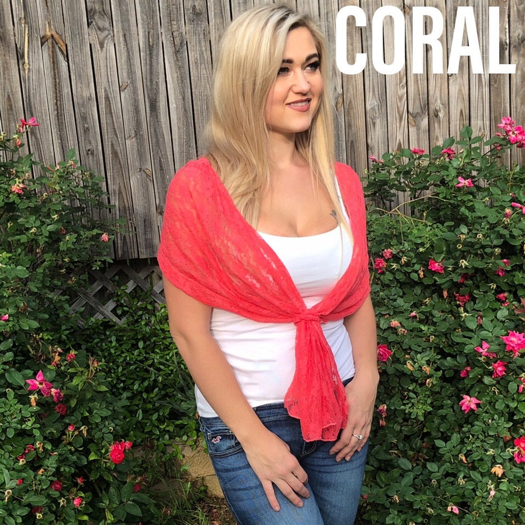 Lace Pull Thru Bridal Wrap Wedding Shawl Scarf Cover up Long Sheer Prom ...