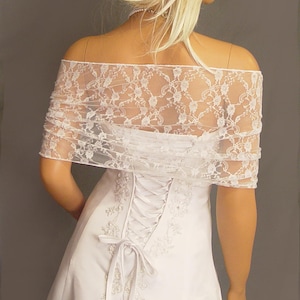 Lace Pull Thru Bridal Wrap Wedding Shawl Scarf Cover up Long Sheer Prom ...