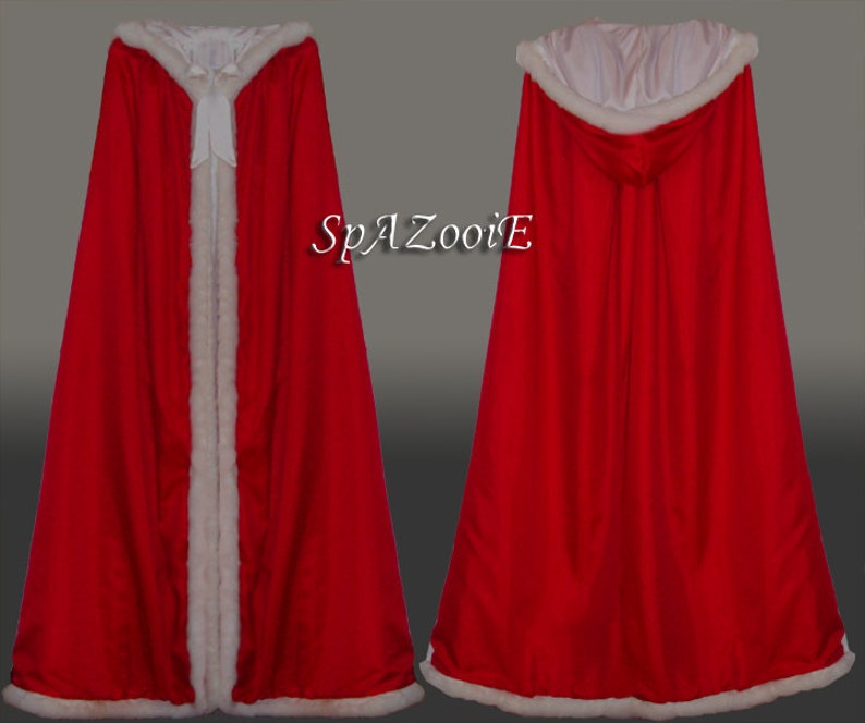 Red Fur Trim Satin Cloak Cape Renaissance Wedding Full Length - Etsy