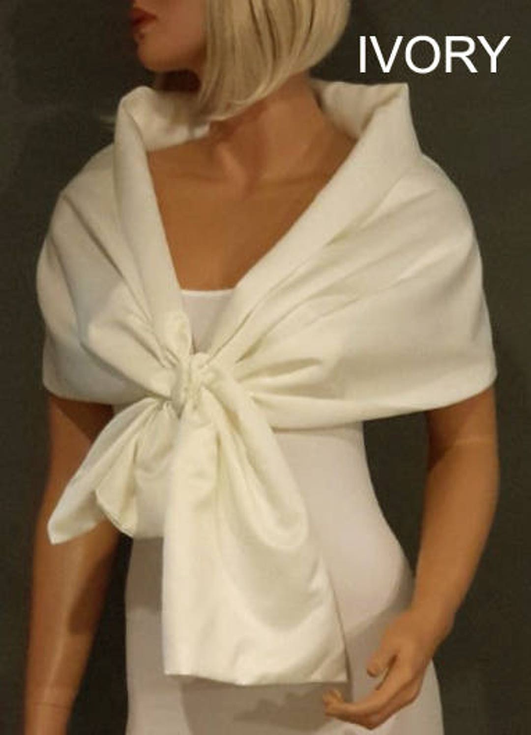 Satin Pull Thru Wrap Wedding Shawl Scarf Cover up Long Shrug Bridal ...