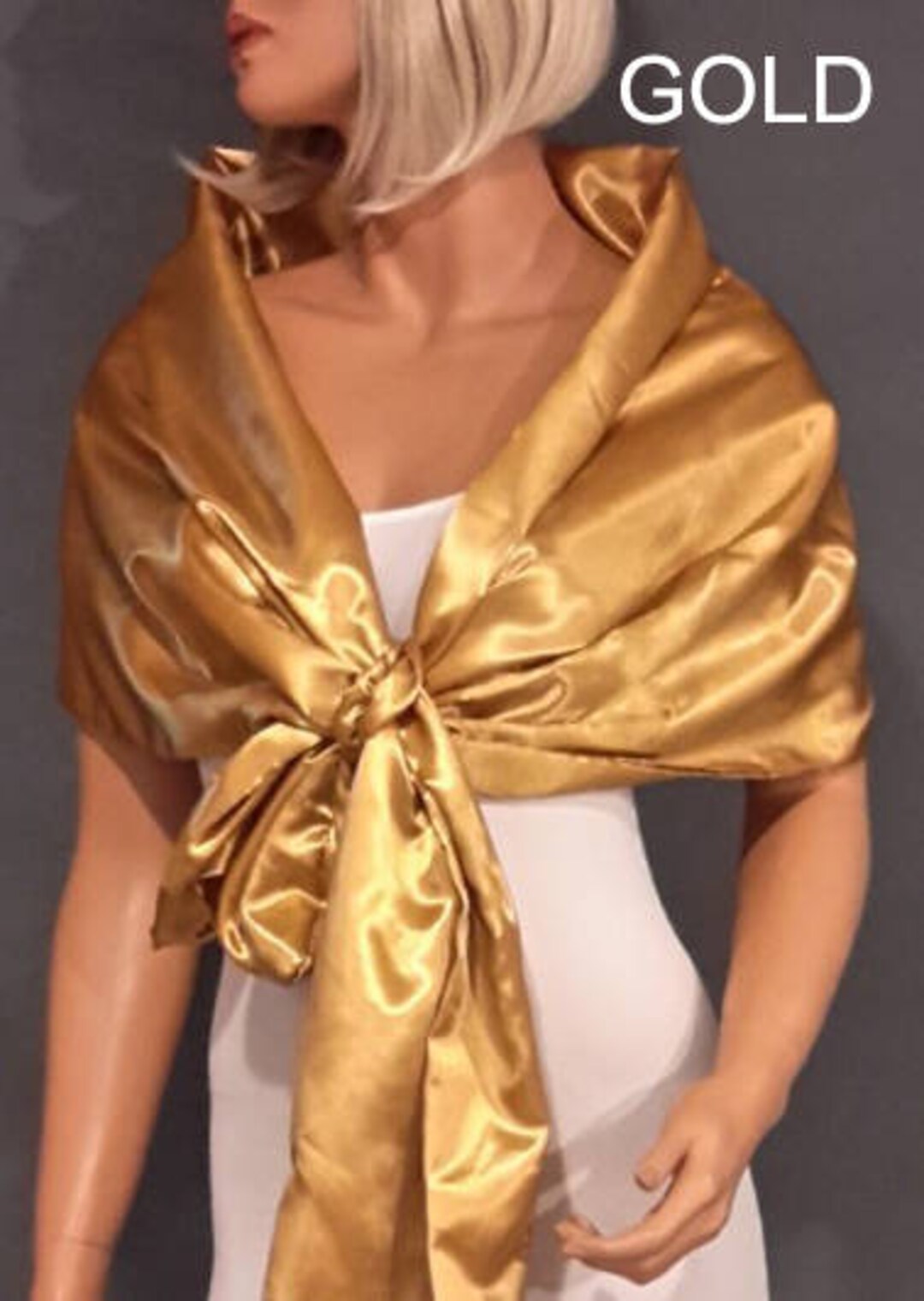 Satin Pull Thru Wrap Wedding Shawl Scarf Cover up Long Bridesmaid Shrug ...