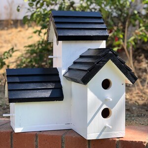 Cottage Bird House | Pine Wood | Handmade | Made in USA | White & Black ...