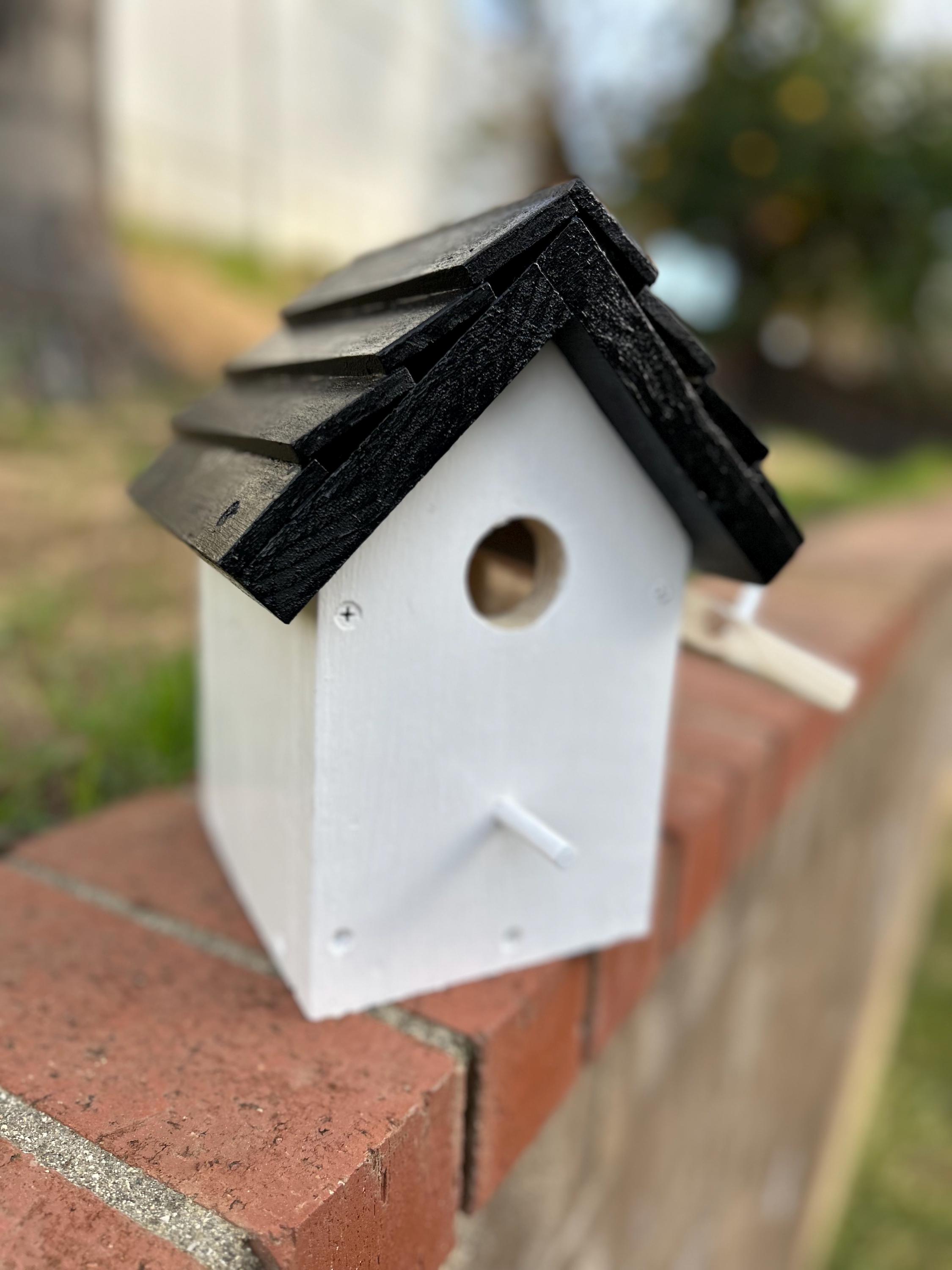 Cottage Bird House | Pine Wood | Handmade | Made in USA | White & Black ...