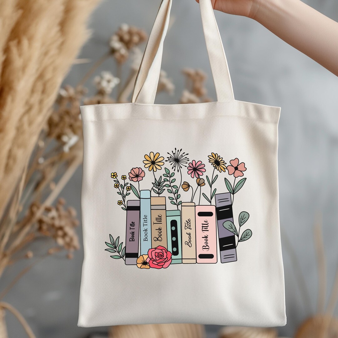 Personalized Tote Bag, Gift for Book Lover, Custom Name Library Bag ...